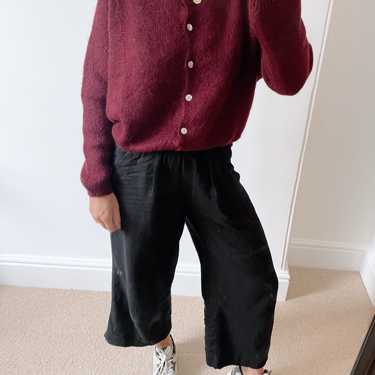 Burgundy Mohair Long Sleeve Cardigan – bonbonfistral