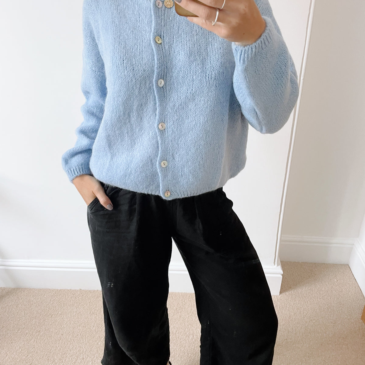 Sky Blue Mohair Long Sleeve Cardigan – bonbonfistral